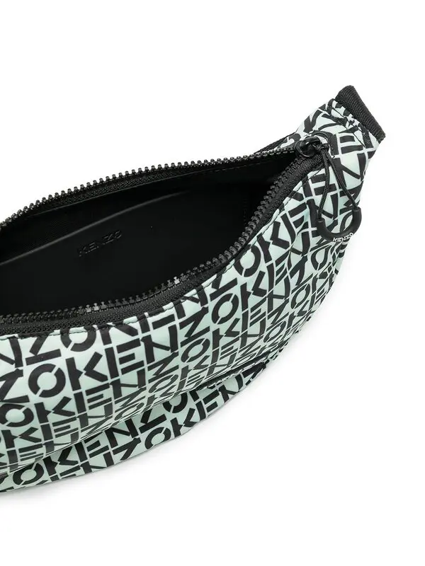 Kenzo Monogram-Print Saddle Bag - Green | Editorialist