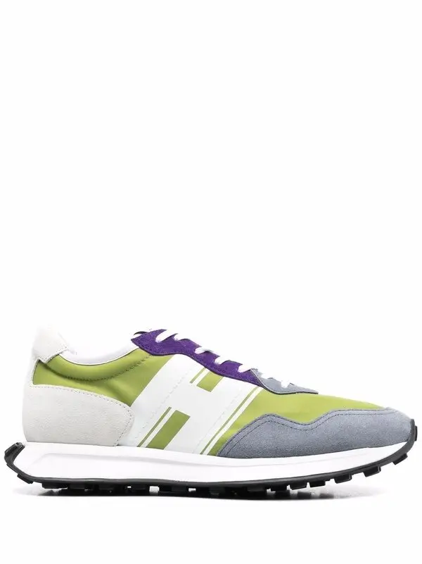 Hogan Logo Panelled Sneakers - Green