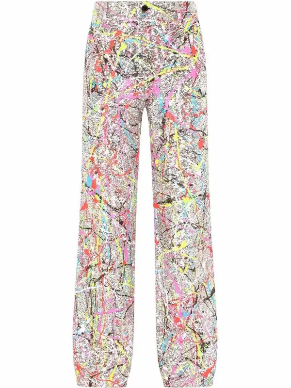 Dolce & Gabbana Paint Splatter Wide Leg Trousers