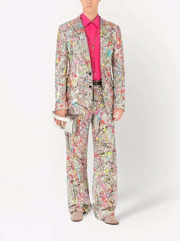 Dolce & Gabbana Paint Splatter Wide Leg Trousers