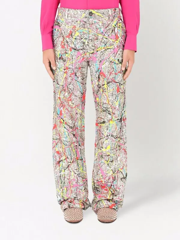 Dolce & Gabbana Paint Splatter Wide Leg Trousers