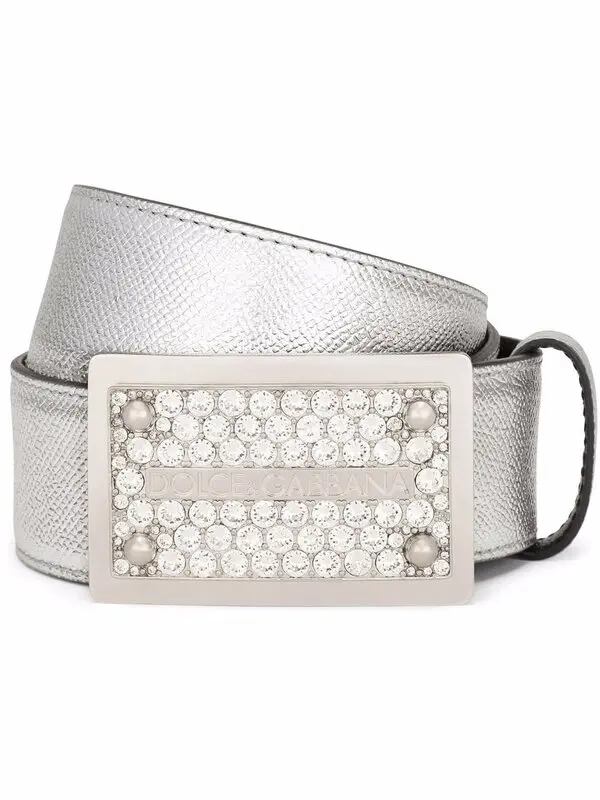 Dolce & Gabbana Crystal-embellished Belt - Silver