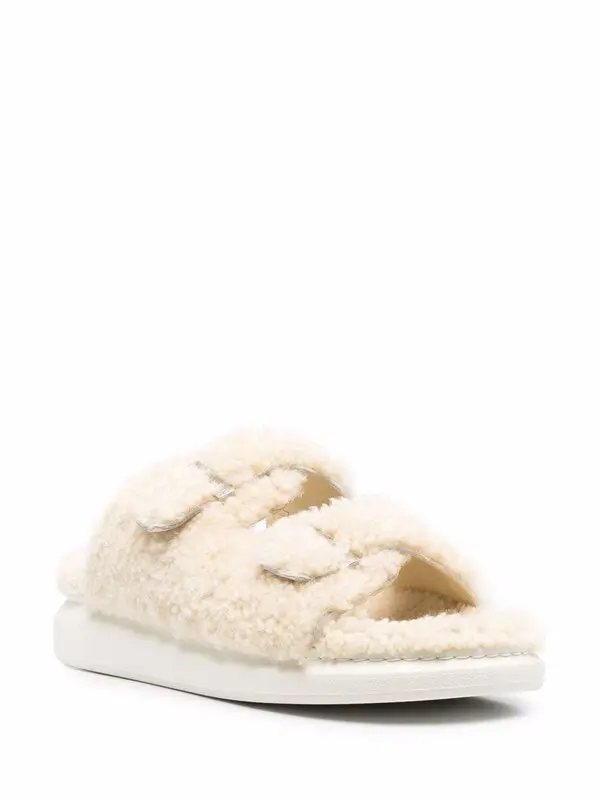 Alexander McQueen Shearling-trim Open Toe Sandals