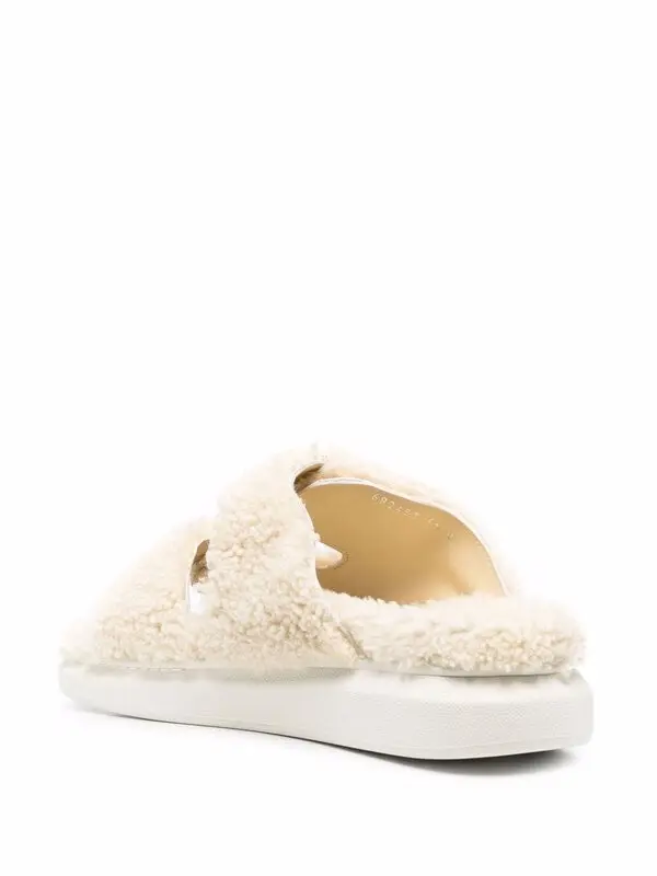 Alexander McQueen Shearling-trim Open Toe Sandals