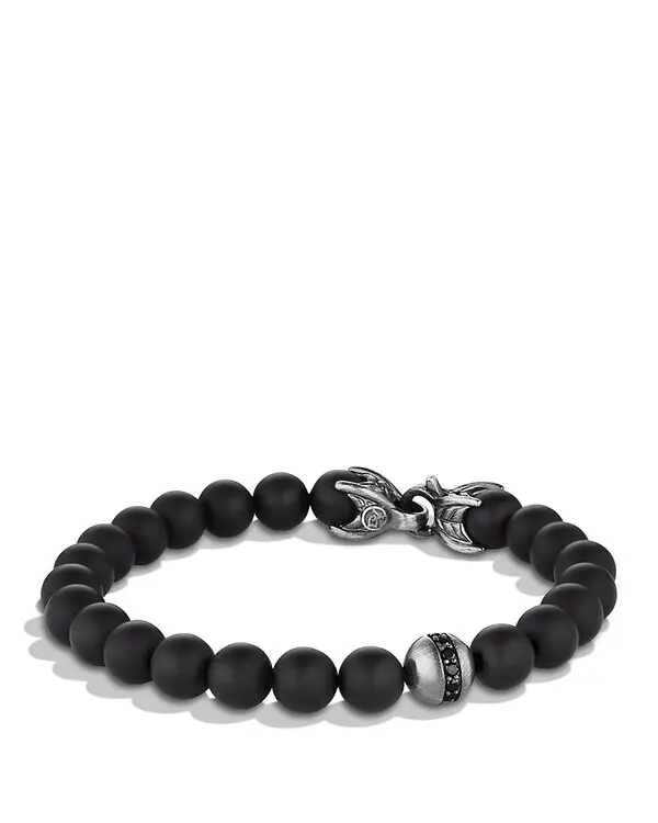 David Yurman Spiritual Beads Bracelet With Black Onyx And Diamond - Black/silver