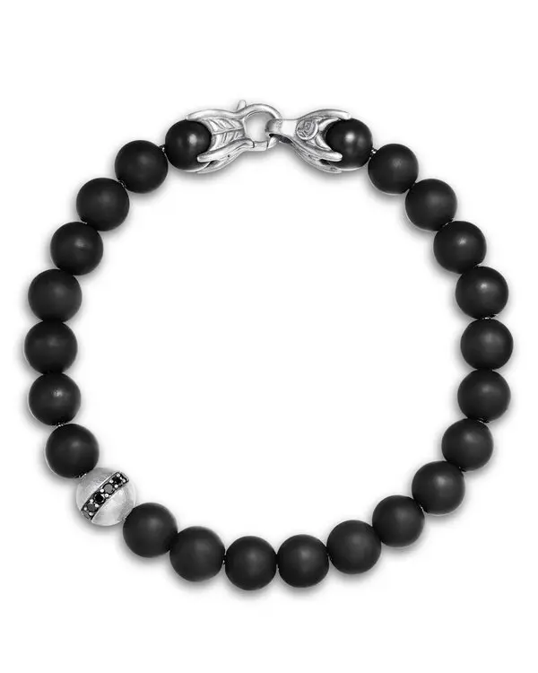 David Yurman Spiritual Beads Bracelet With Black Onyx And Diamond - Black/silver