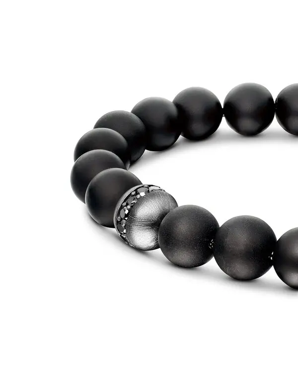 David Yurman Spiritual Beads Bracelet With Black Onyx And Diamond - Black/silver