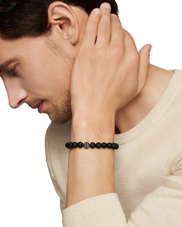 David Yurman Spiritual Beads Bracelet With Black Onyx And Diamond - Black/silver