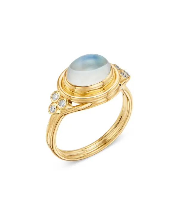 Temple St. Clair 18k Yellow Gold Blue Moonstone & Diamond Ring - White/gold