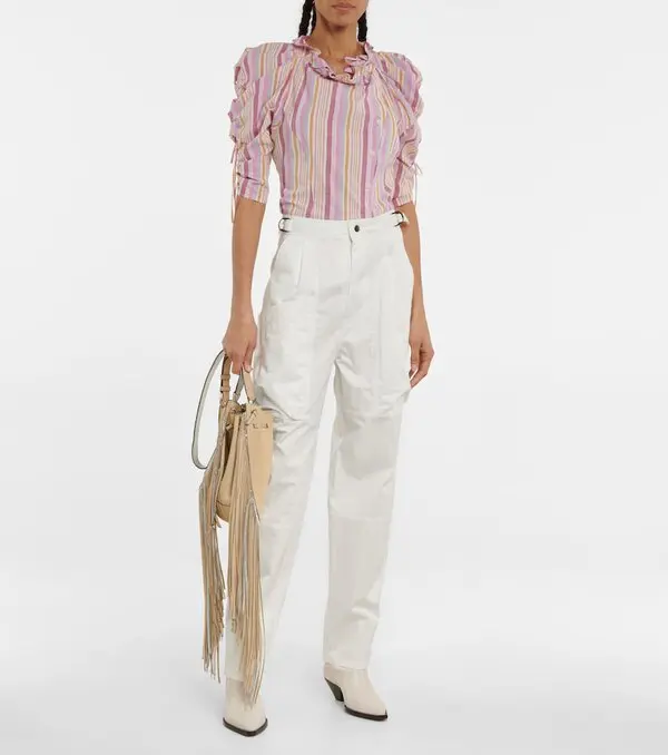 Isabel Marant Ferima High-rise Tapered Cotton Pants