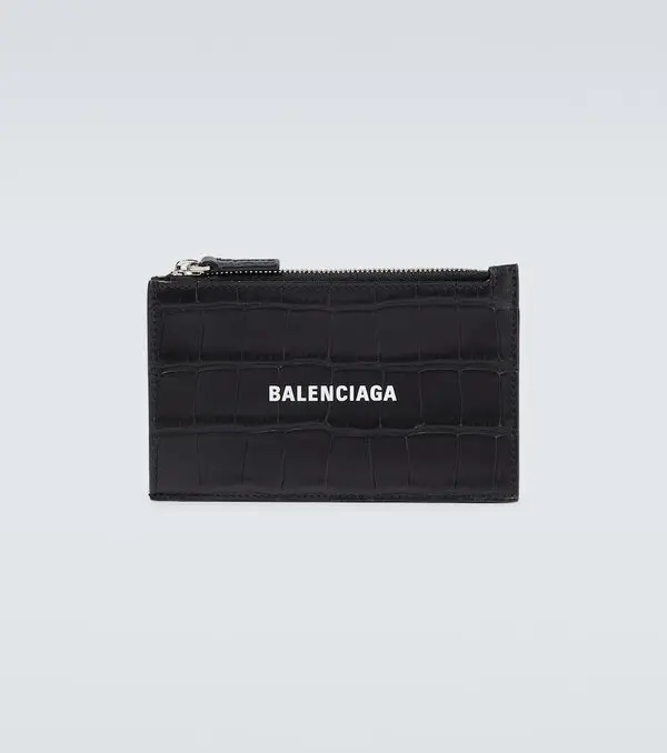 Balenciaga Cash Croc-effect Leather Wallet - White