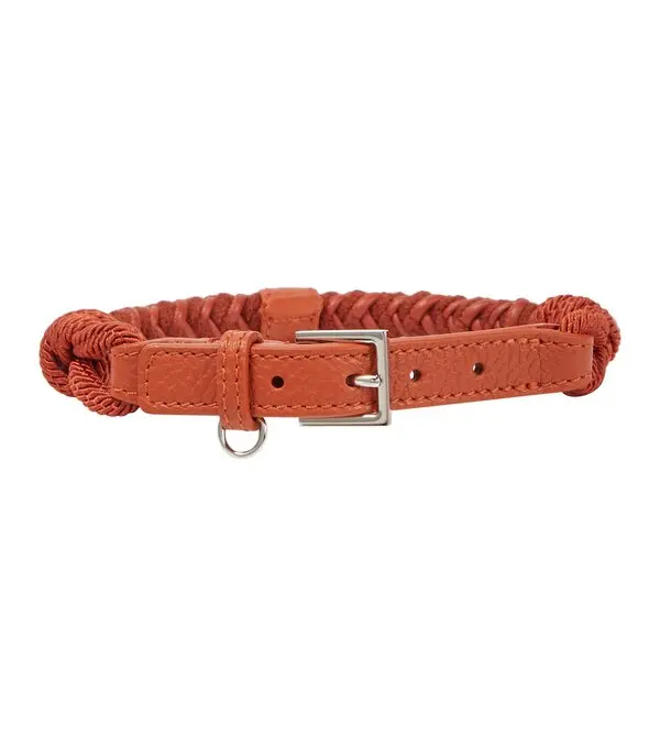 Loro Piana Leather And Cashmere Dog Collar - Orange