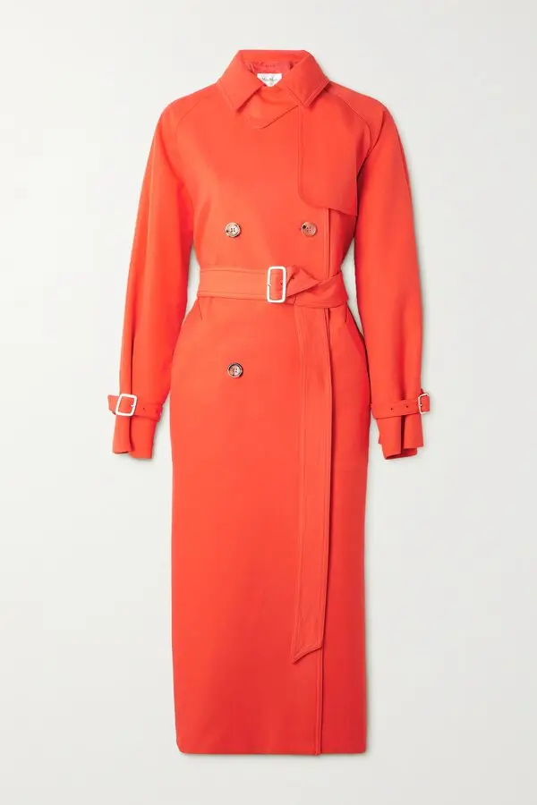 Max Mara Egemone Double-breasted Cotton-gabardine Coat - Orange