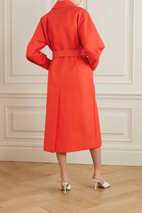 Max Mara Egemone Double-breasted Cotton-gabardine Coat - Orange