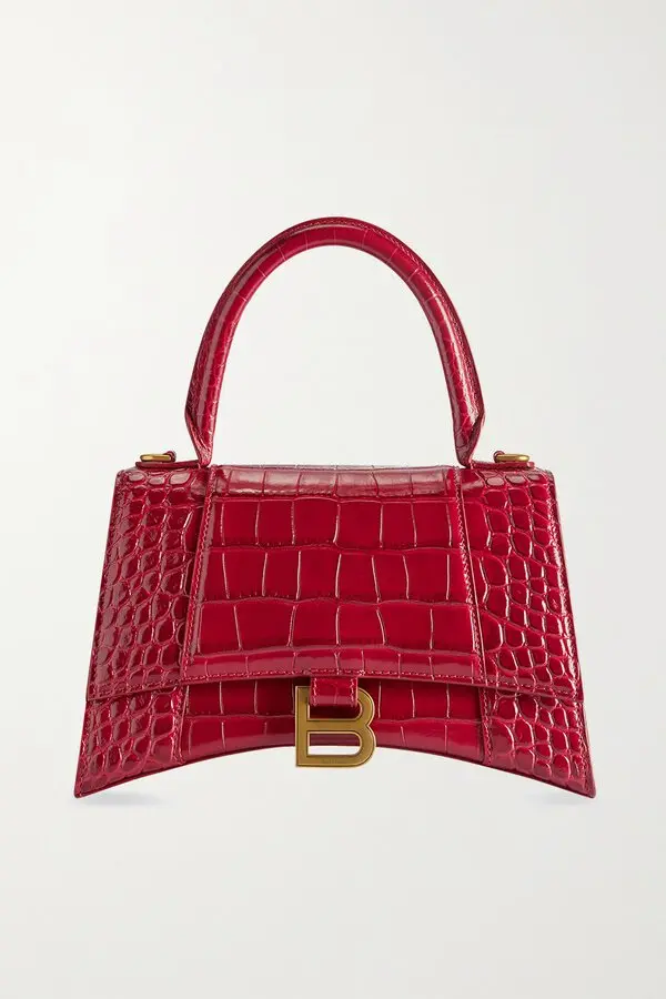 Balenciaga Hourglass Small Croc-effect Leather Tote
