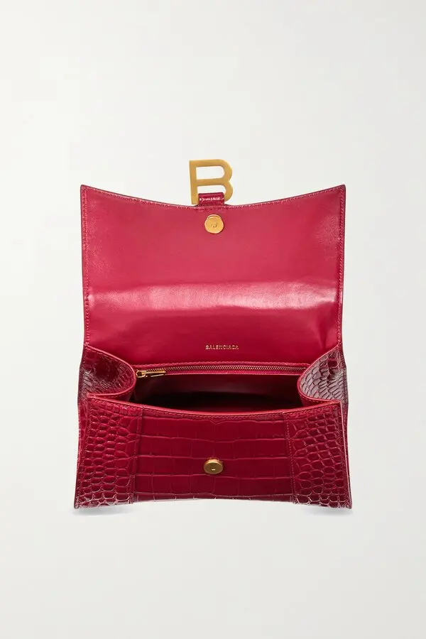 Balenciaga Hourglass Small Croc-effect Leather Tote