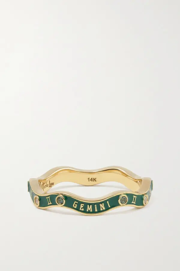 MARLO LAZ Zodiac Wave 14-karat Enamel And Multi-stone Ring