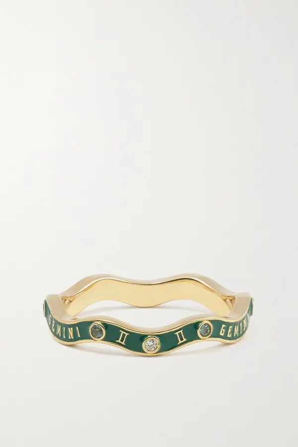 MARLO LAZ Zodiac Wave 14-karat Enamel And Multi-stone Ring