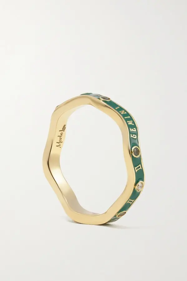 MARLO LAZ Zodiac Wave 14-karat Enamel And Multi-stone Ring