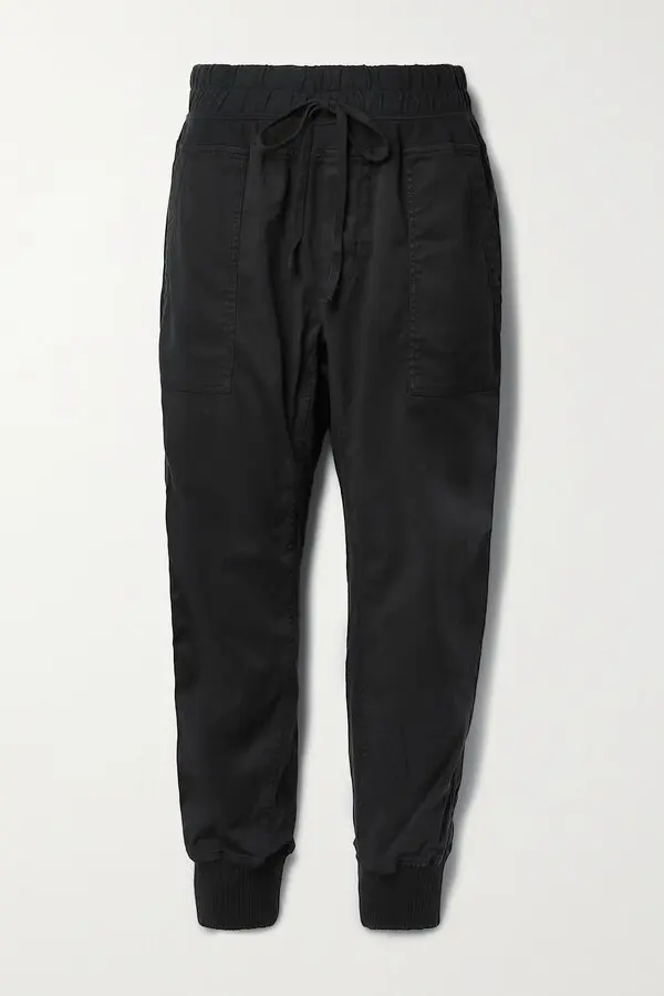 JAMES PERSE Jersey-trimmed Cotton-gabardine Track Pants
