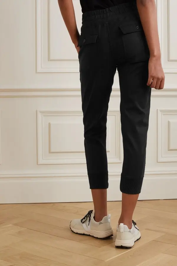 JAMES PERSE Jersey-trimmed Cotton-gabardine Track Pants