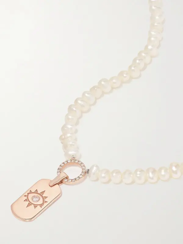 DIANE KORDAS Evil Eye Rose Pearl And Diamond Necklace - Gold
