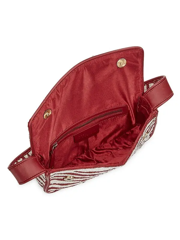Staud Tommy Beaded Animal-print Shoulder Bag - Scarlet White