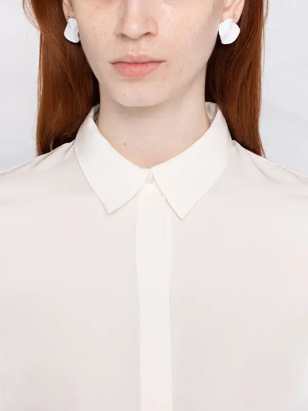 Theory Long-sleeve Silk Shirt - Neutrals