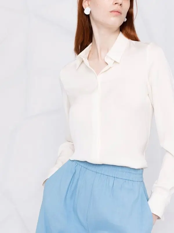 Theory Long-sleeve Silk Shirt - Neutrals