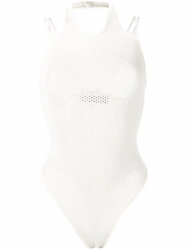 ANDREĀDAMO Mesh Panelled Swimsuit - White
