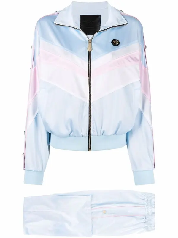 Philipp Plein Logo-embroidered Striped Tracksuit Set - Blue