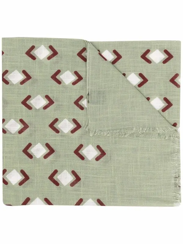 BARBA NAPOLI Geometric-print Cotton Scarf - Green