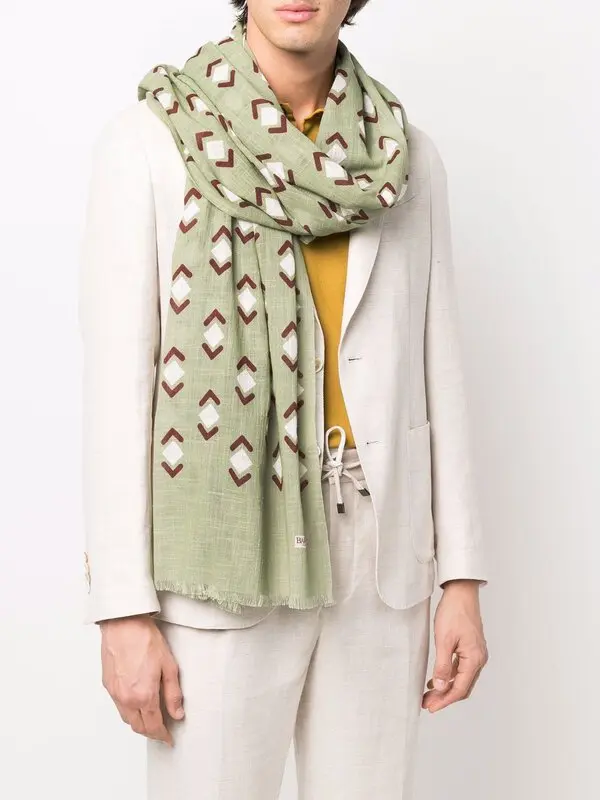 BARBA NAPOLI Geometric-print Cotton Scarf