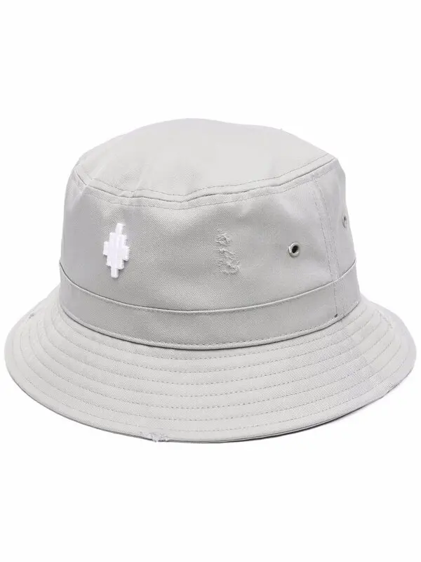 COUNTY OF MILAN Cross Distressed-finish Bucket Hat - Grey