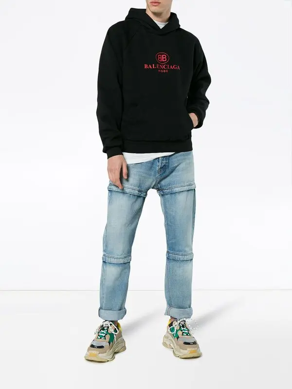 バレンシアガ BB MODE ブラック フーディ Balenciaga Bb Mode Hoodie - Black | Editorialist