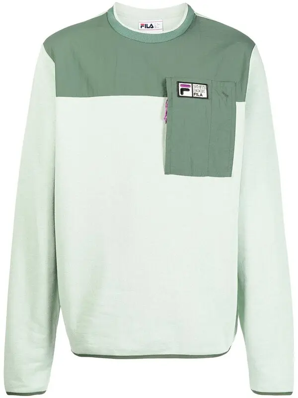 FILA Colour-block Sweatshirt With Chest Patch Pocket - Green