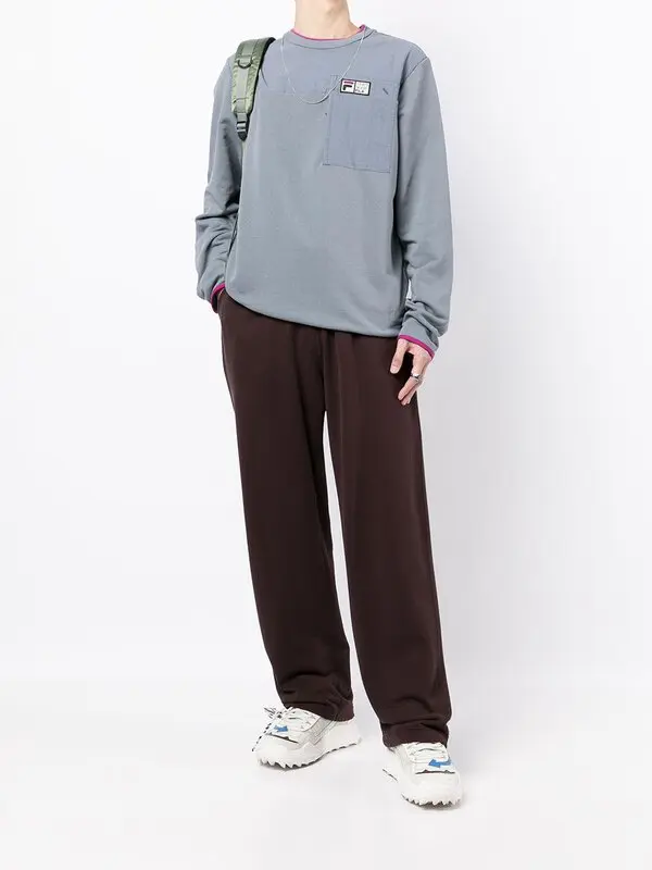 FILA Recycled Cotton-blend Sweatshirt With Chest Pocket - Grey