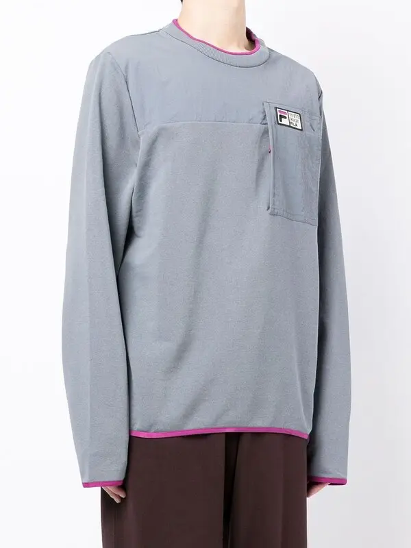 FILA Recycled Cotton-blend Sweatshirt With Chest Pocket - Grey
