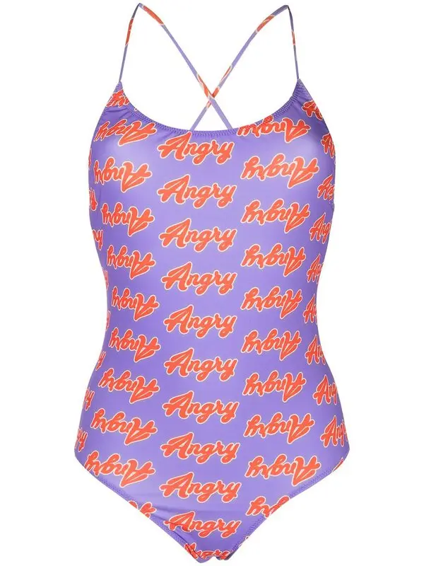Natasha Zinko Angry Print One-piece Swimsuit - Purple