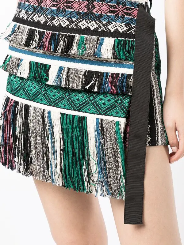Sacai Fringed Asymmetric Shorts