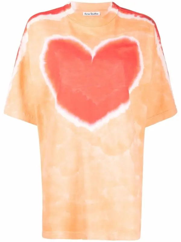 acne studios ハートTシャツ Acne Studios Tie Dye Heart T-Shirt - Orange | Editorialist
