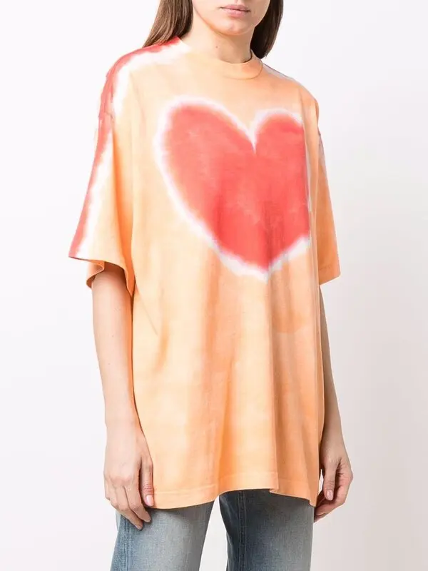 Acne Studios Tie Dye Heart T-Shirt - Orange | Editorialist