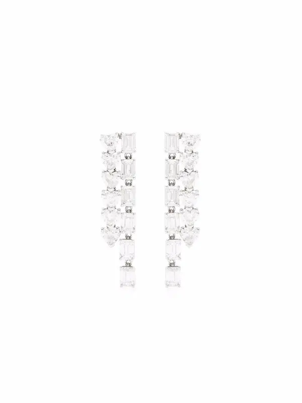 Shay 18kt White Gold Double Diamond Waterfall Earrings - Silver