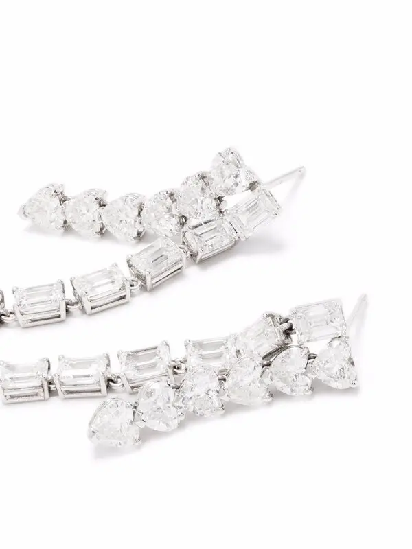 Shay 18kt White Gold Double Diamond Waterfall Earrings