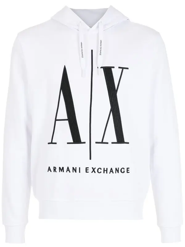 Armani Exchange Ax Embroidered Logo Hoodie - White
