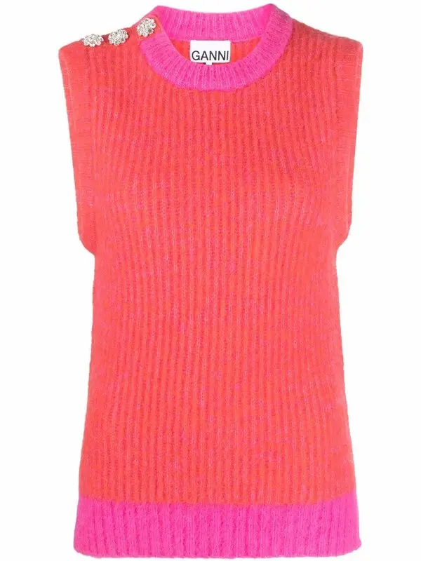 GANNI Embellished Wool-blend Vest