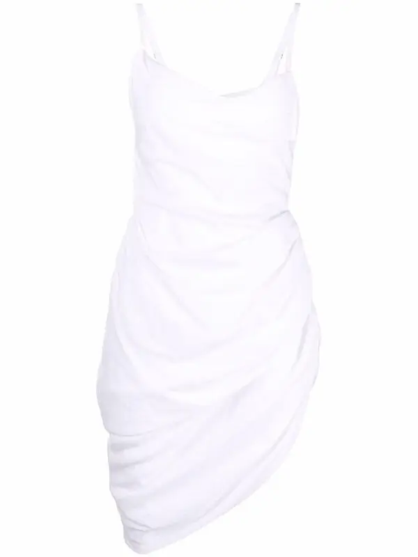 Jacquemus Asymmetrical Gathered Dress - White - 40% Off | Editorialist