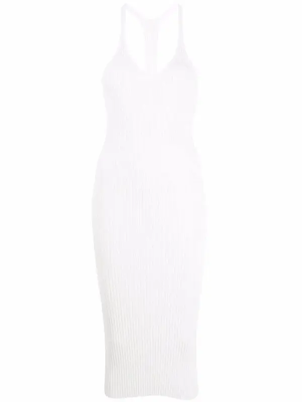Helmut Lang Rib-knit V-neck Midi Dress