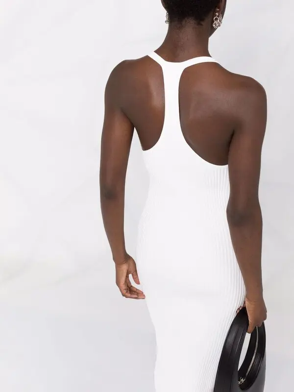 Helmut Lang Rib-knit V-neck Midi Dress