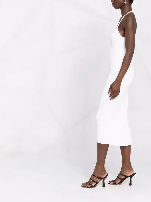 Helmut Lang Rib-knit V-neck Midi Dress